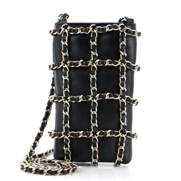 CHANEL | Bags | Chanel Tech Me Out Clutch With Chain Lambskin Black ...